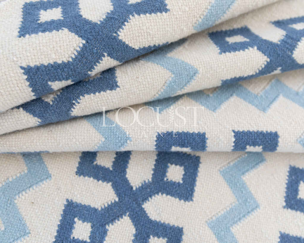 Denim Cross Flatweave Dhurrie Rug – Locust Lane Rugs