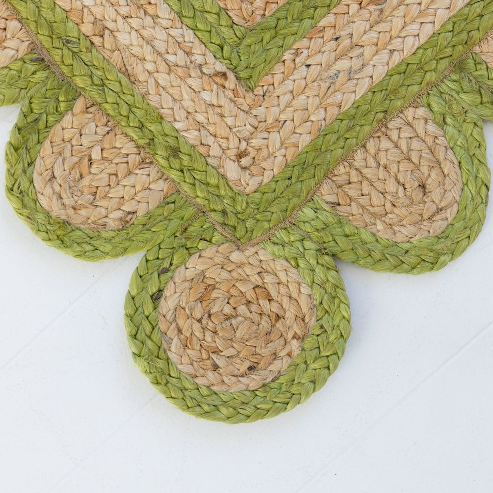 Grass Green Scalloped Jute Mini Rug – Locust Lane Rugs