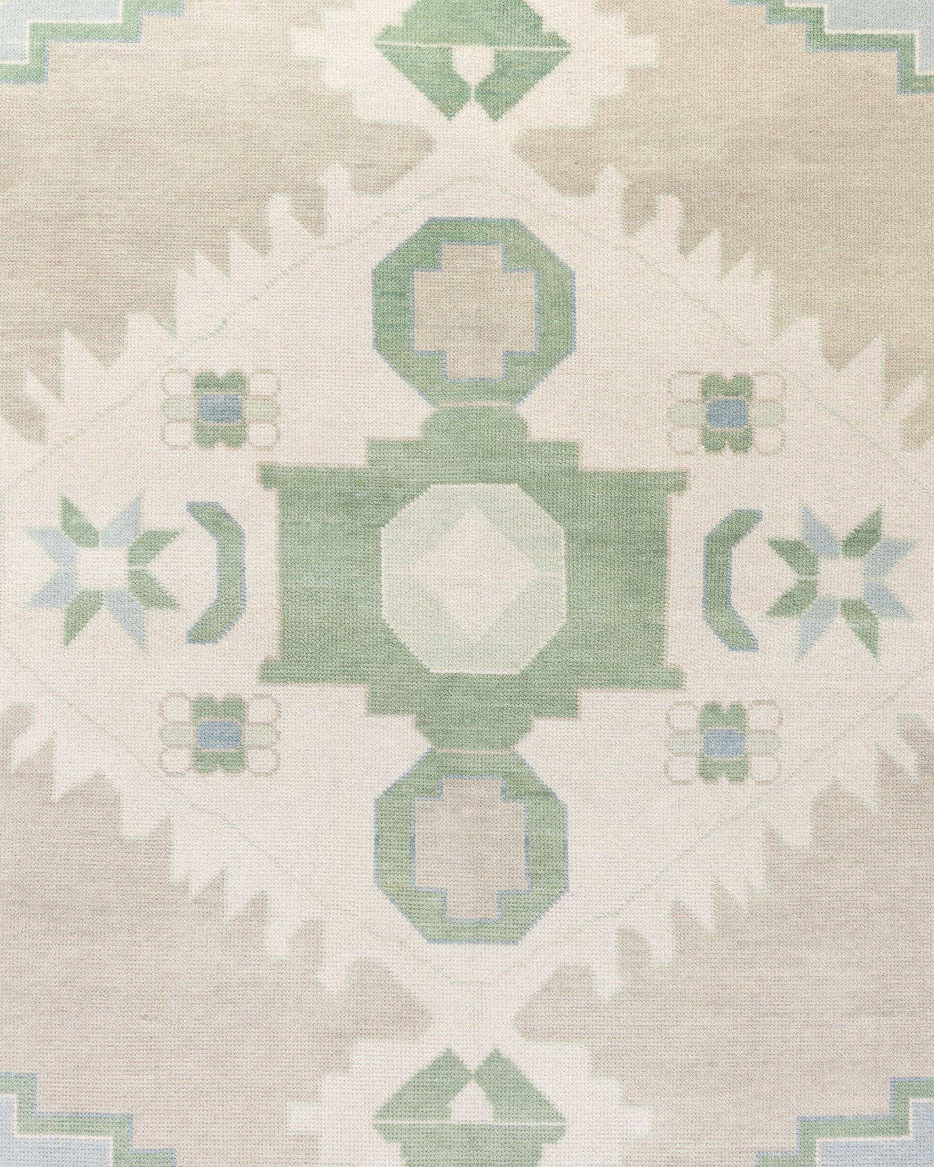 Ivy Rug – Hand-Knotted Geometric Oushak in Green and Blue | Locust Lane ...