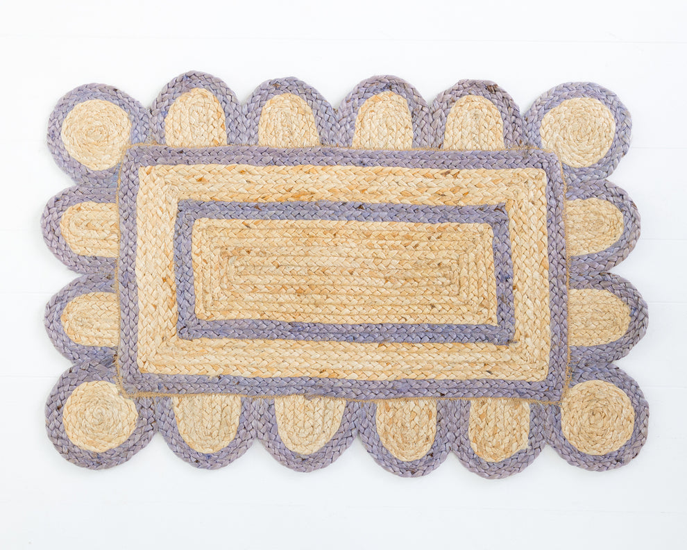 Lilac Scalloped Edge Jute Rug | Handwoven Natural Fiber Rug | Locust ...